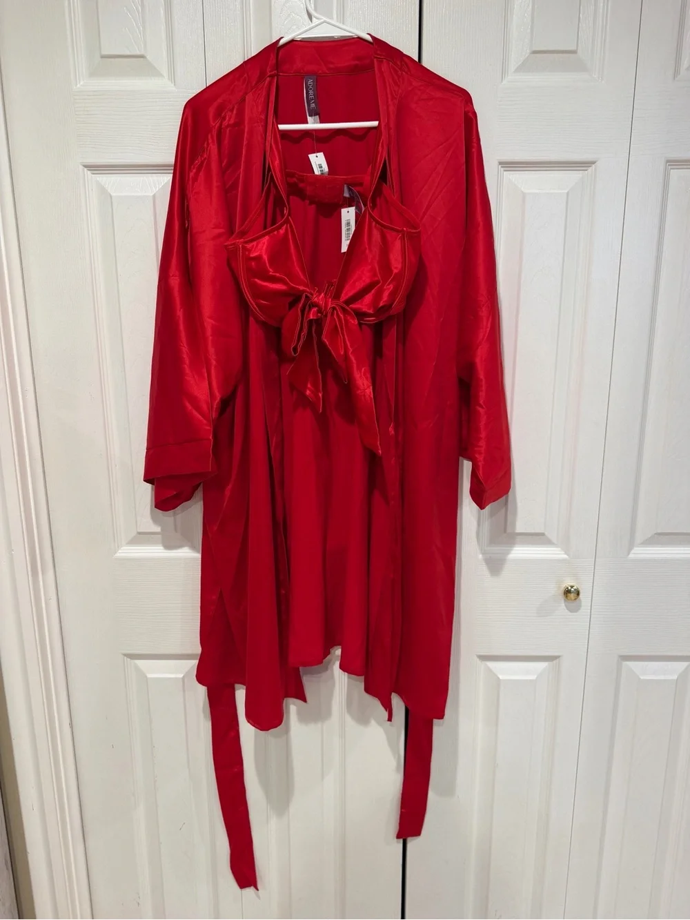 Adore Me | Intimates & Sleepwear | Adore Me Red Satin Tiefront Robe And ...
